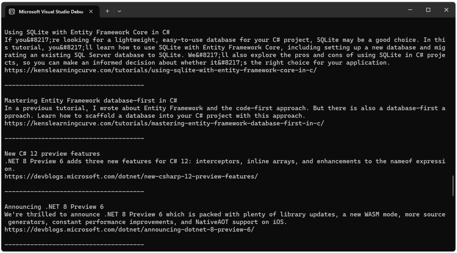 Web scraping using C# - Tutorial - Kens Learning Curve