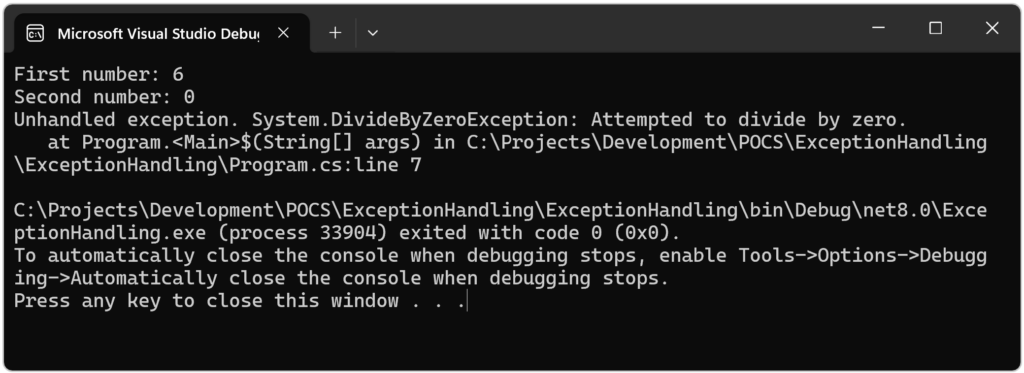 Exception Handling In C# - Tutorial - Kens Learning Curve